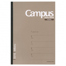 2025年 A5 週間ホリゾンタル レフト キャンパスダイアリー【ブラウン】 : 文房具と文具通販のKDM
